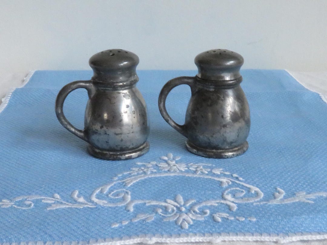 1920s Pewter Salt & Pepper Shakers Funky Rustic Primitive Old World ...