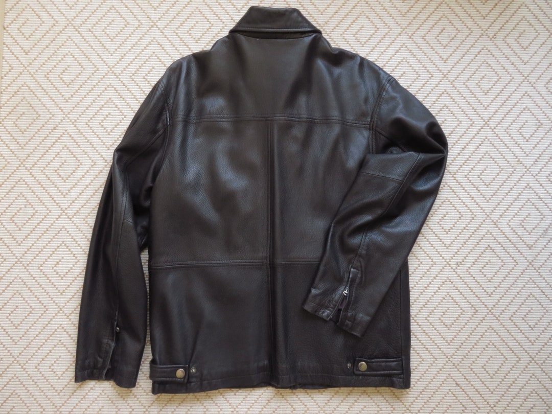 Colebrook Black Leather Car Coat - Soft Pebble Texture (S/M) - Etsy