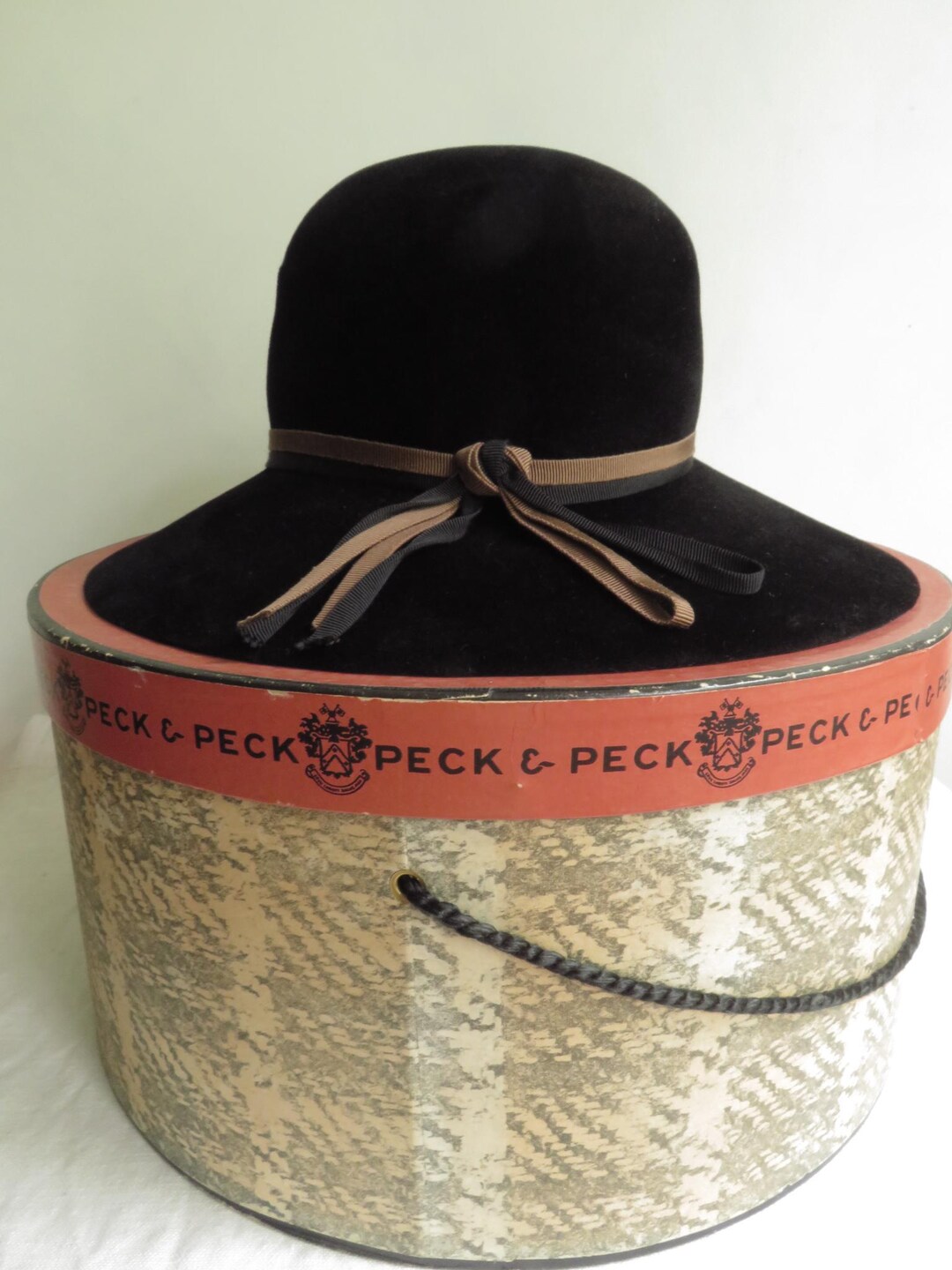 60s Black Wide Brim Hat W/box Peck & Peck Floppy Felt Hat W/ 50s Hat ...