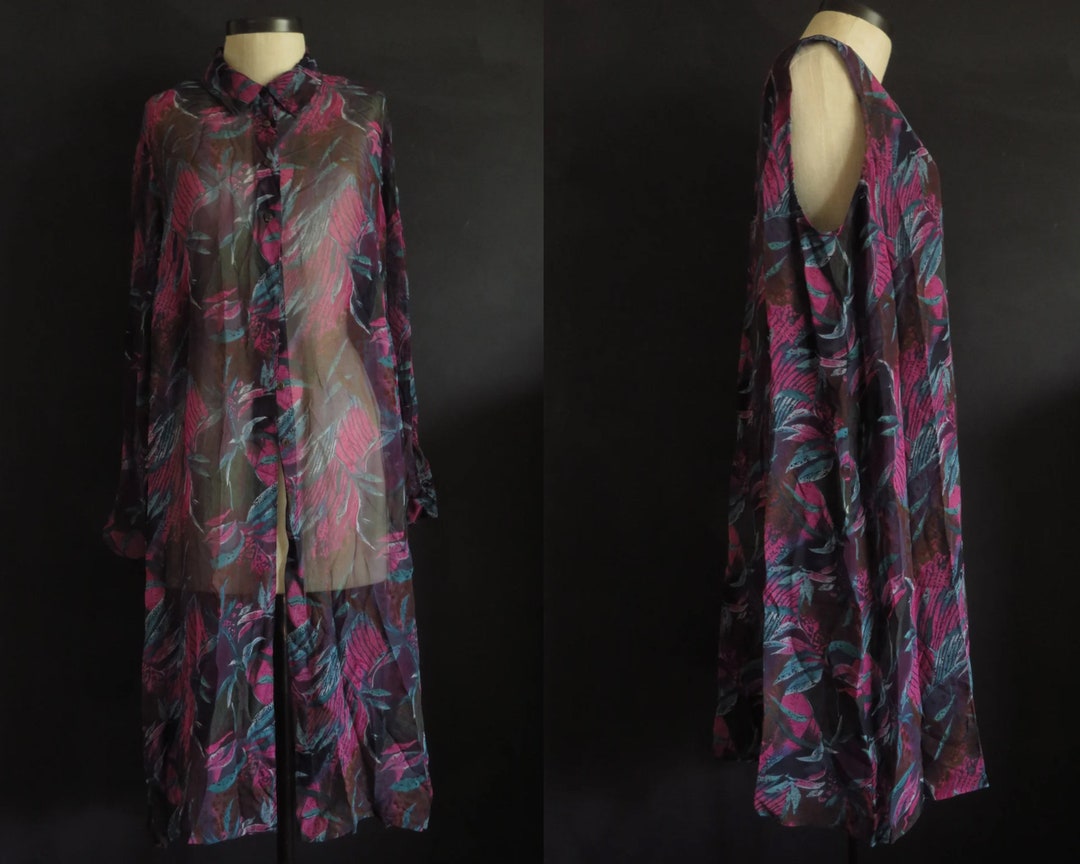 XL Robbie Bee Silk Outfit NWT! Vintage Dress & Cover-up Blouse Sheer ...