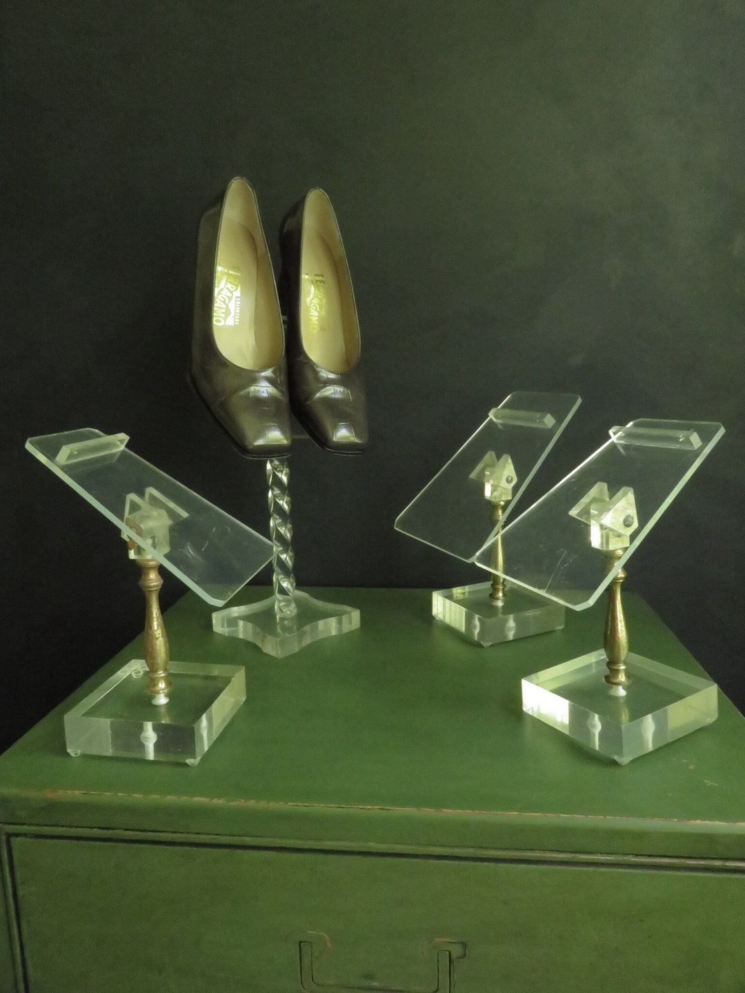 Antique Lucite Shoe Display Stands Shoe Store Display Art Deco Display ...