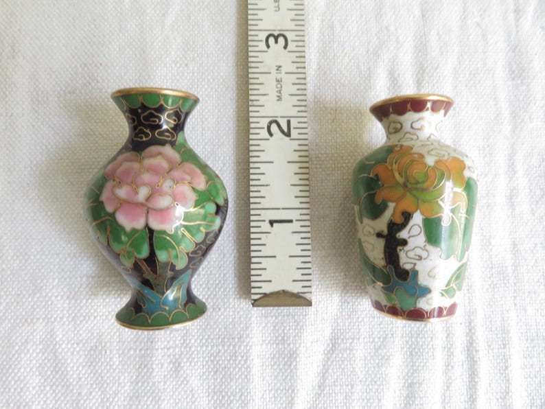 2 Tiny Cloisonne Vases Collectible Miniature Chinese Vases - Etsy