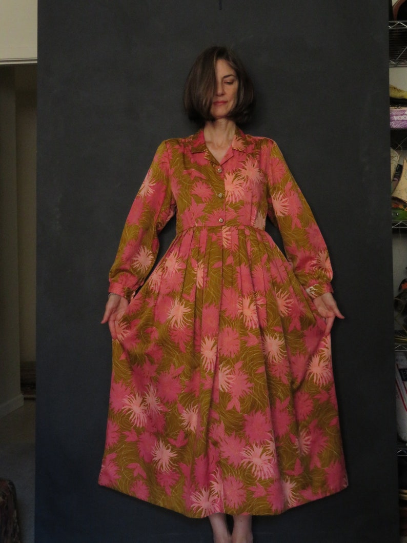 60s Vintage Floral Rayon Gown Homemade Casual Fun Dress - Etsy