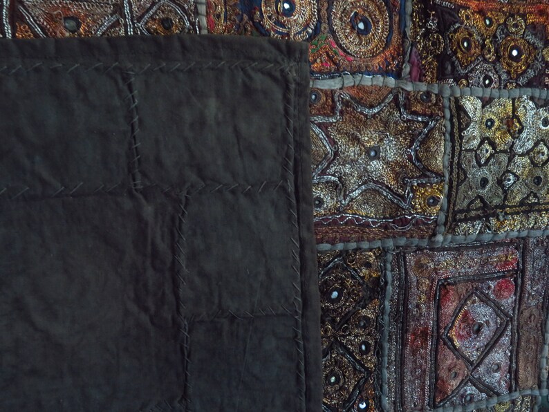 Large 1920s Gujarati Zardozi Tapestry Antique Banjara Patchwork Wall ...
