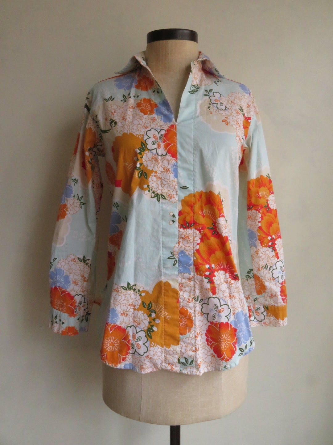 S Seaplane Floral Japanese Print Cotton Tunic Pastel Flower Print - Etsy