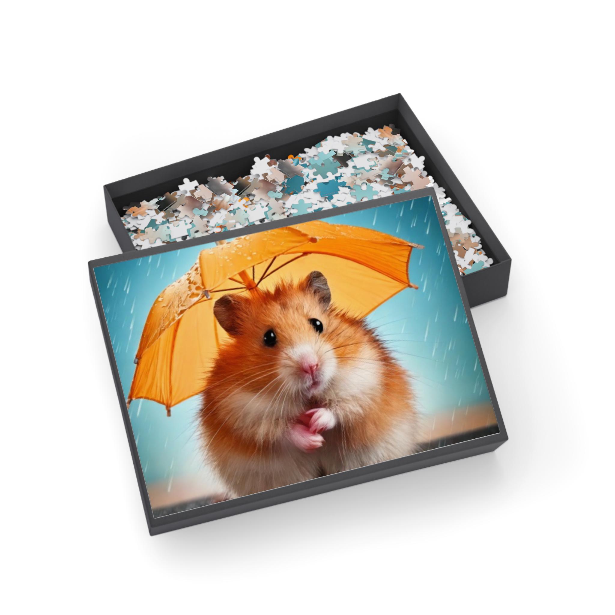 Cute Hamster Puzzle With Umbrella/adorable Hamster Under Umbrella ...