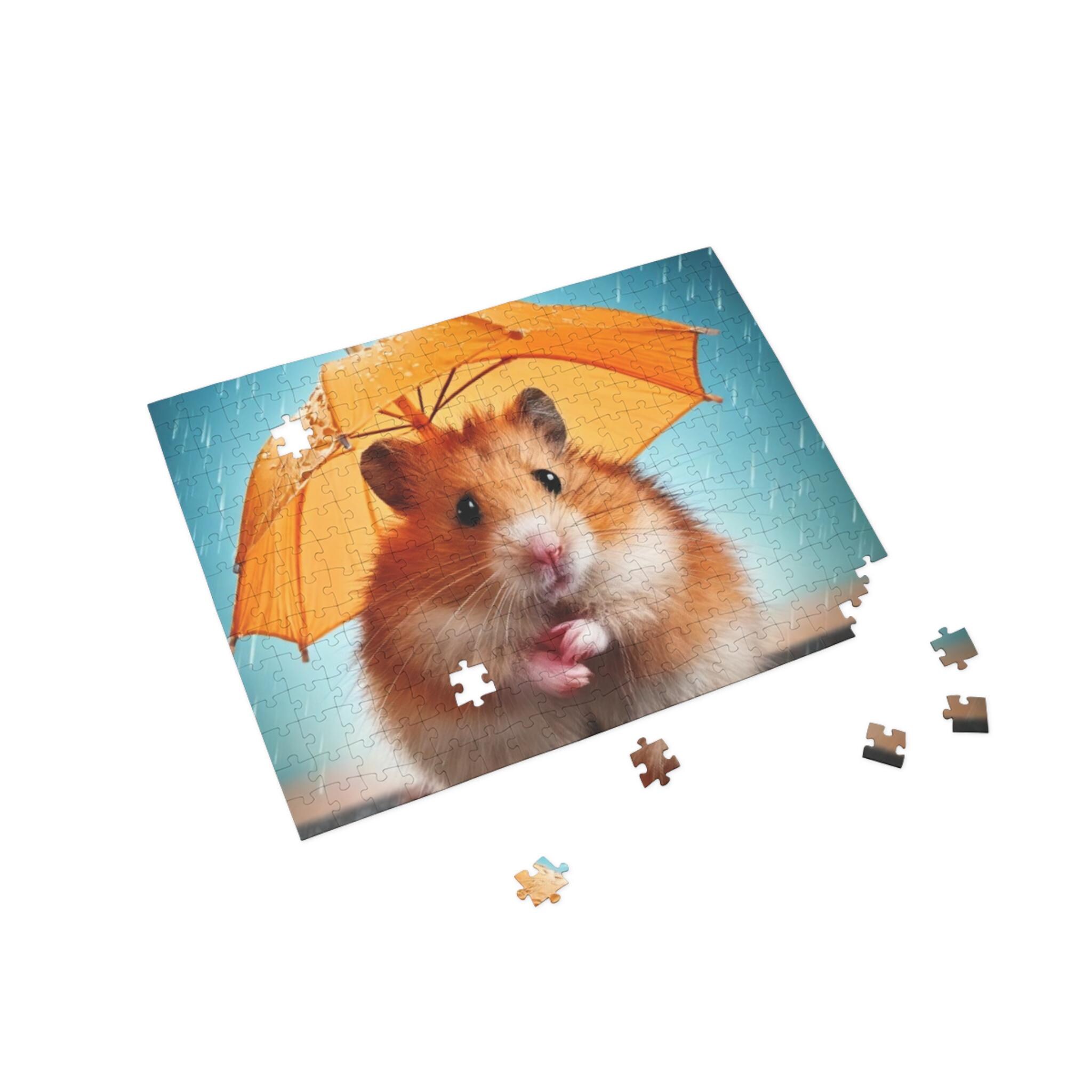 Cute Hamster Puzzle With Umbrella/adorable Hamster Under Umbrella Puzzle, Puzzle, Fun Family ...