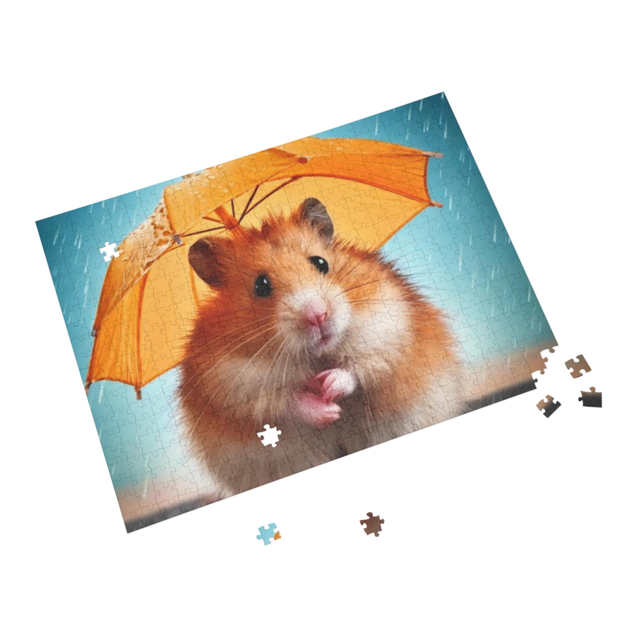 Cute Hamster Puzzle With Umbrella/adorable Hamster Under Umbrella ...