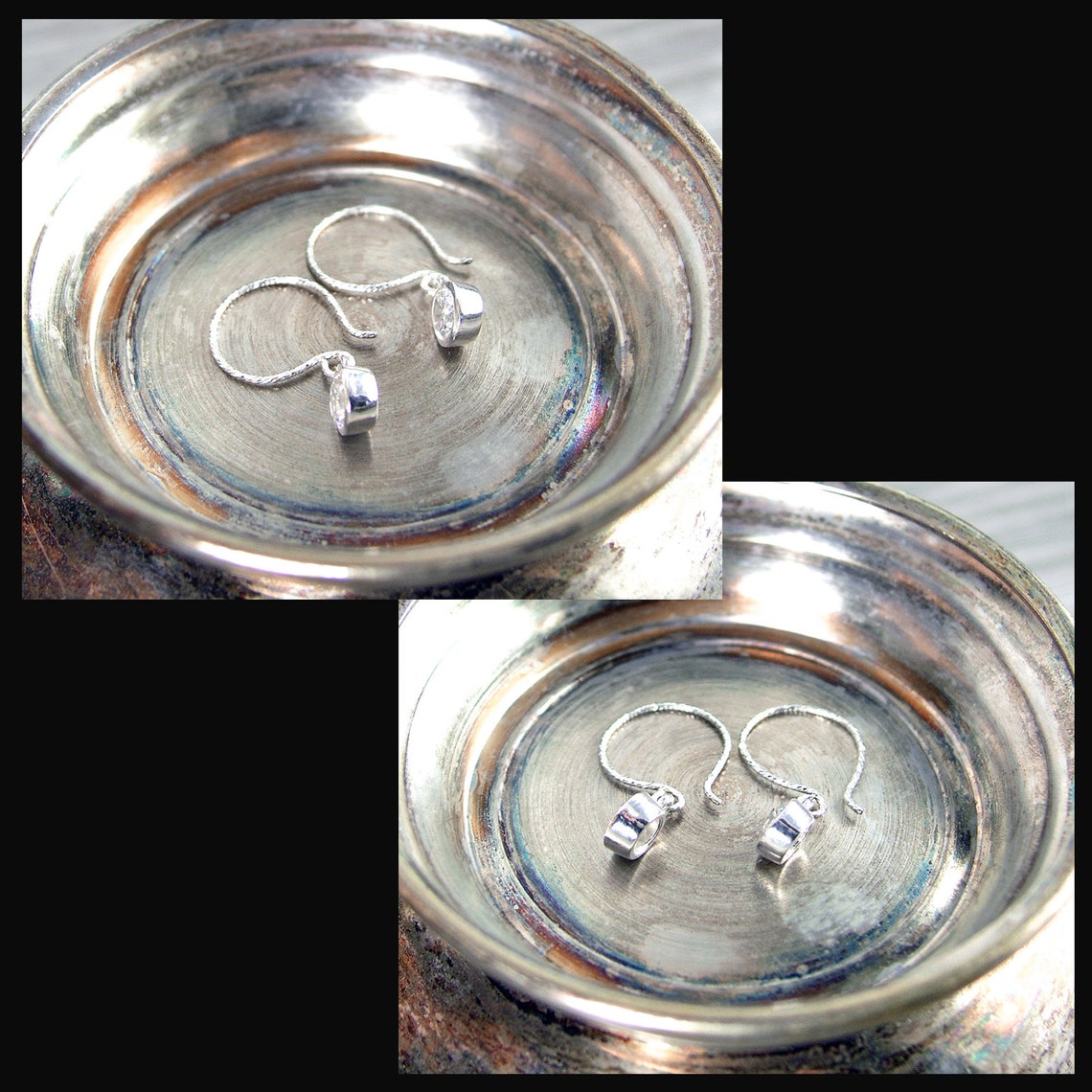 Dainty Diamond Clear Drop Earrings, Sterling Silver, Sparkly Cubic ...