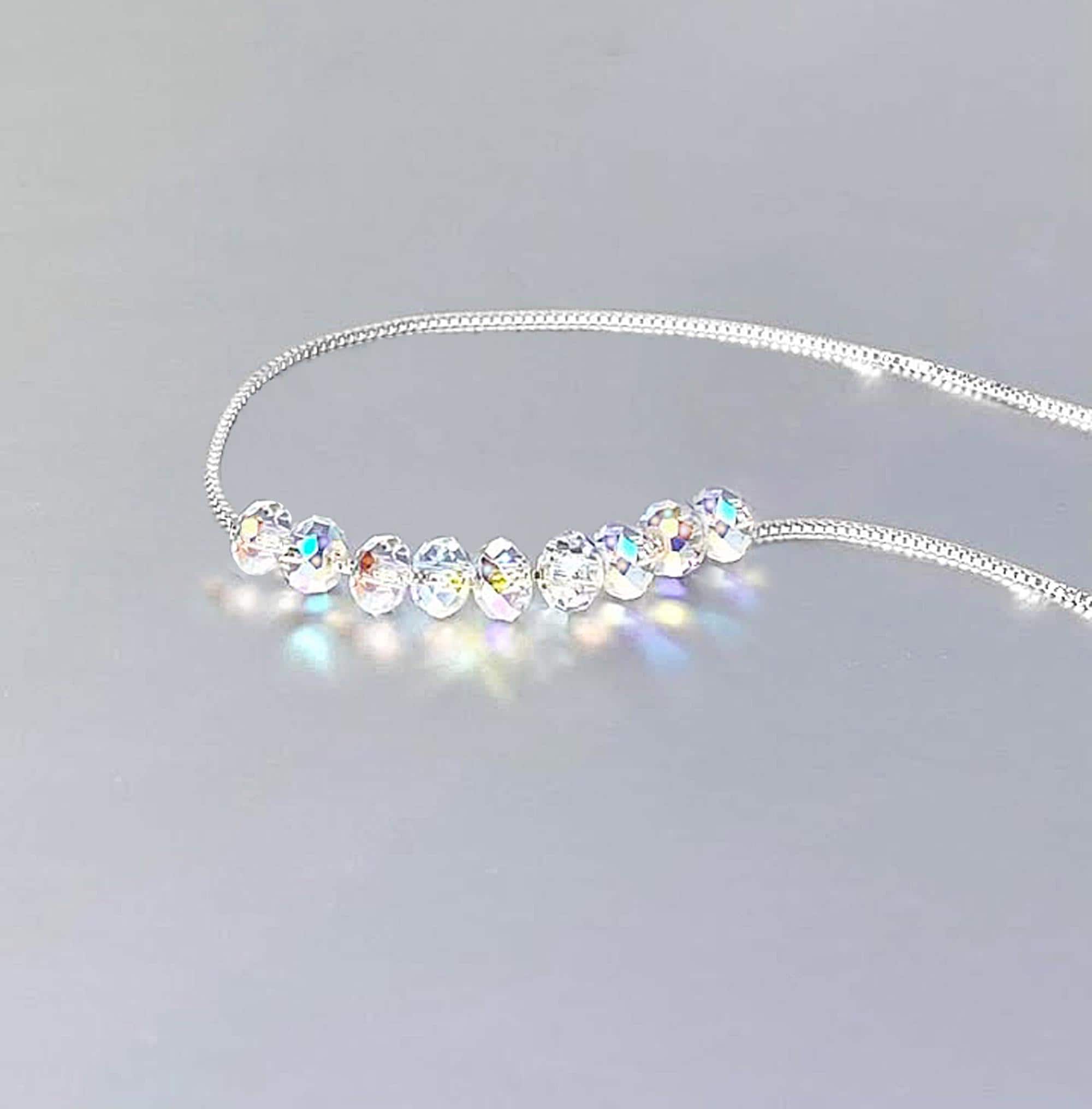 Ultra Dainty Aurora Borealis Necklace • Sterling Silver Chain • RARE ...