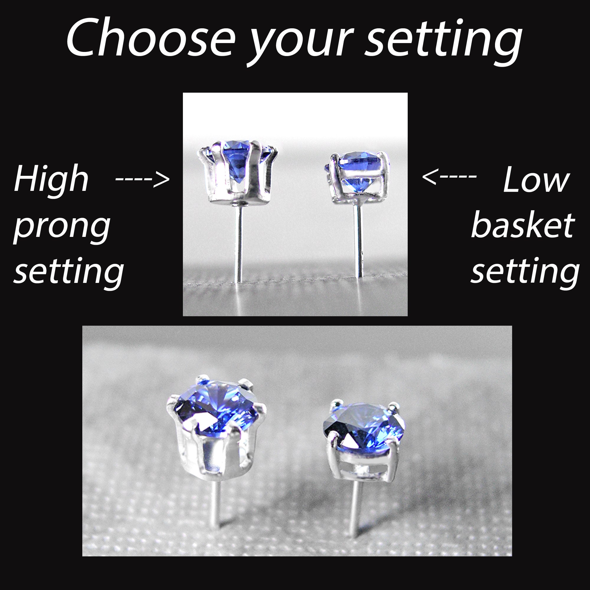 Sapphire Blue Stud Earrings Sterling Silver Swarovski Blue | Etsy