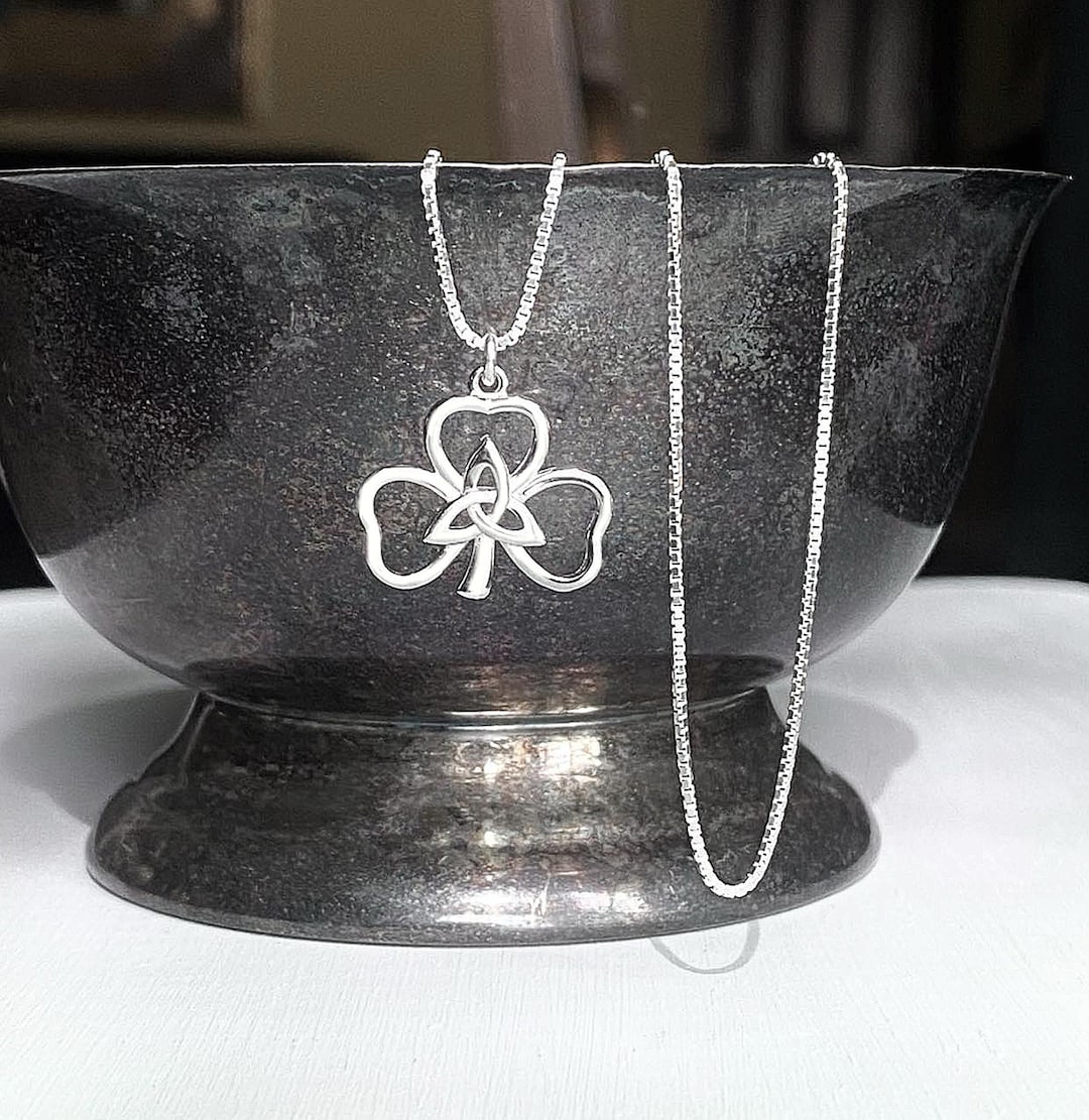 Celtic Clover Pendant Necklace, Sterling Silver, Faith Hope Love Symbol ...