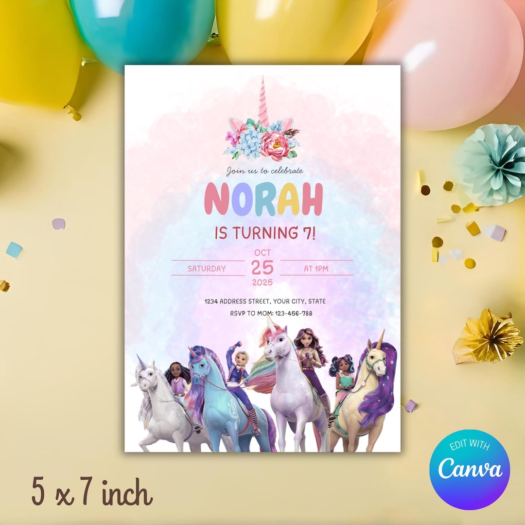 Unicorn Academy Party Invitation | Unicorn Academy Birthday Invite ...