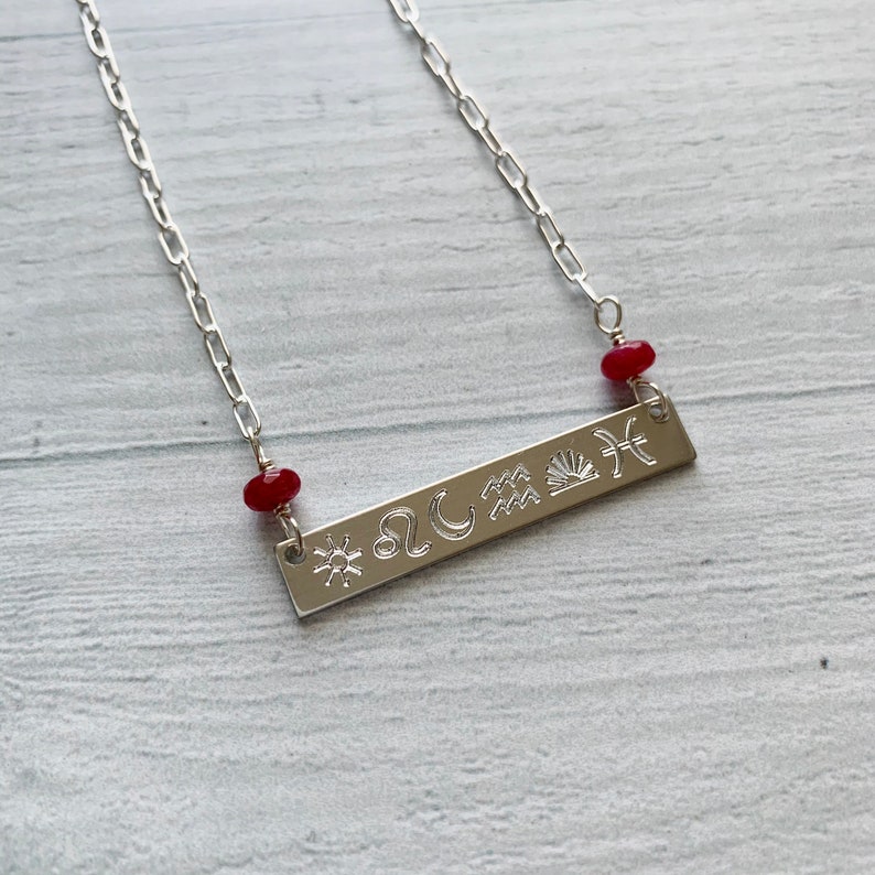 Ruby Necklace Custom Astrology Necklace Bar Necklace - Etsy