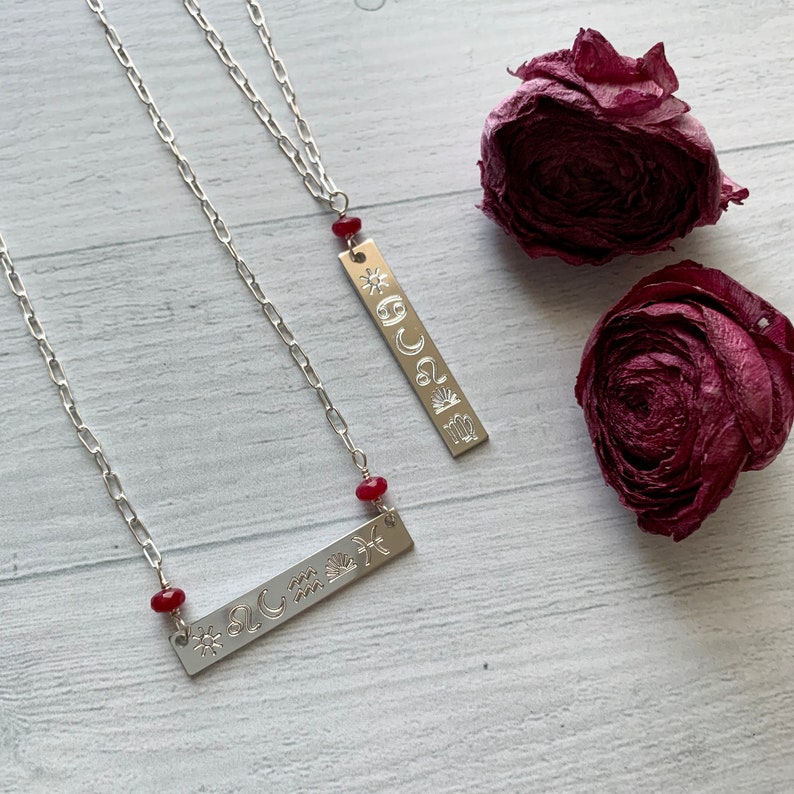 Ruby Necklace Custom Astrology Necklace Bar Necklace - Etsy