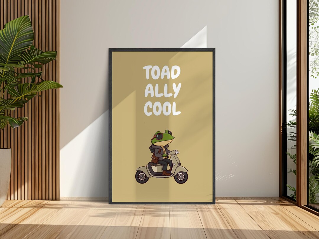 Toad-ally Cool Art Print – Funny Cartoon Toad on Scooter With ...