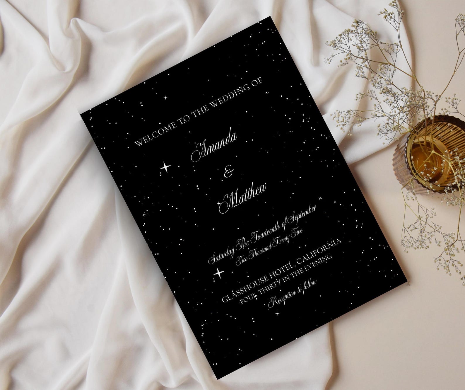 Celestial Night Wedding Invitation Set • Editable Canva Template ...