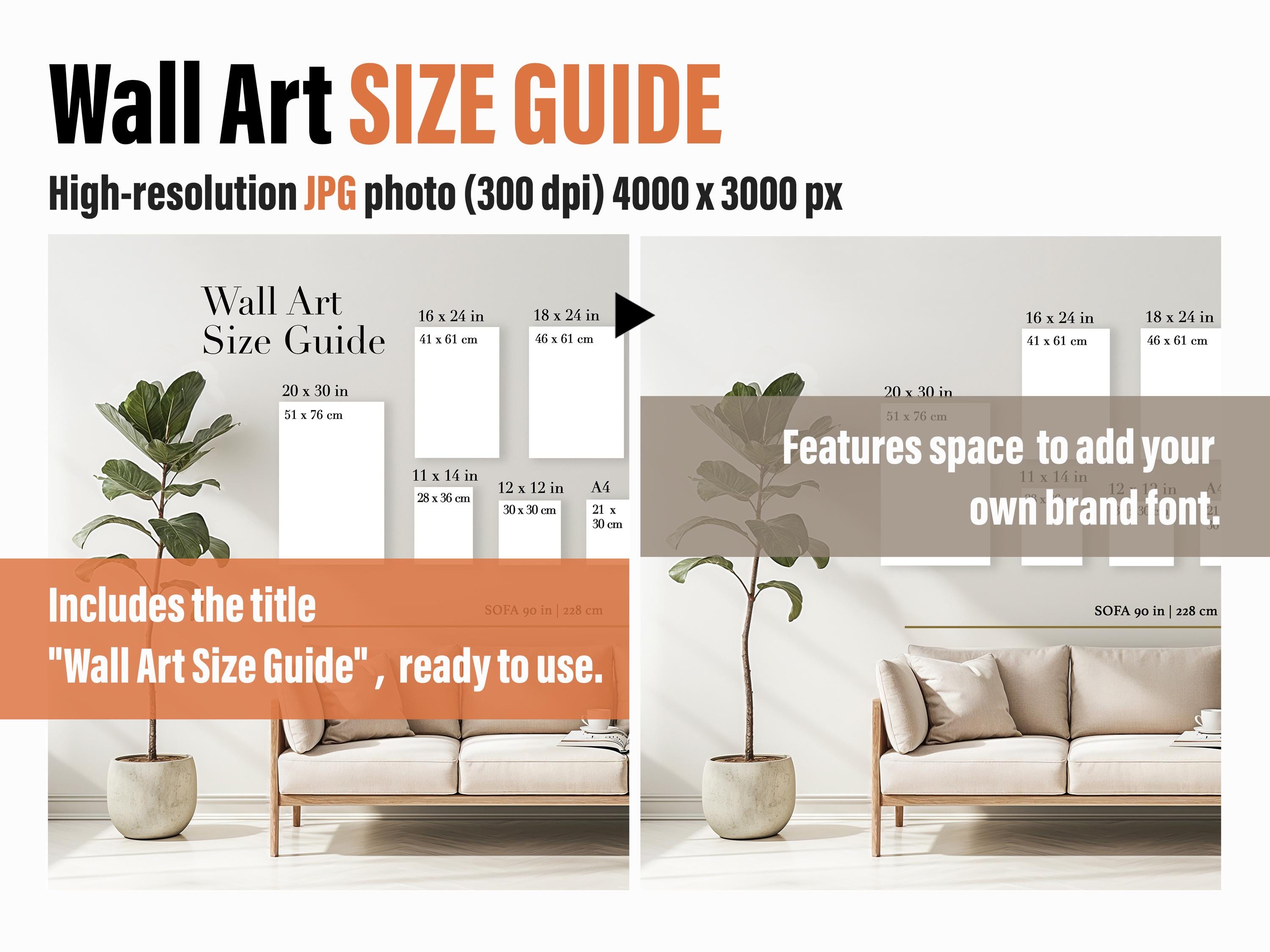 Wall Art Size Guide: Vertical & Horizontal Chart (JPG) - Etsy