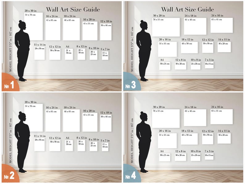 Wall Art Size Guide: Vertical & Horizontal Chart (JPG) - Etsy