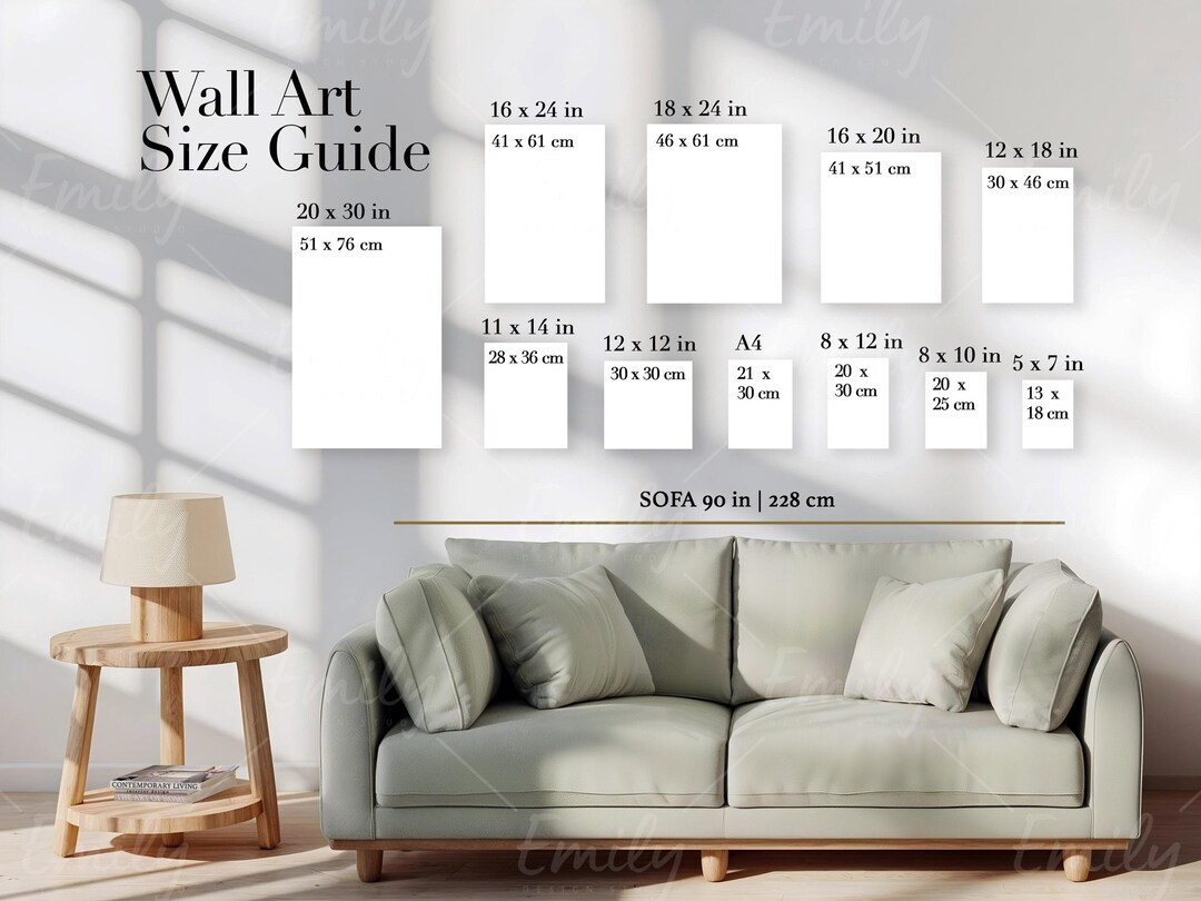 Wall Art Size Guide, Frame Comparison Chart (JPG Digital Download) - Etsy