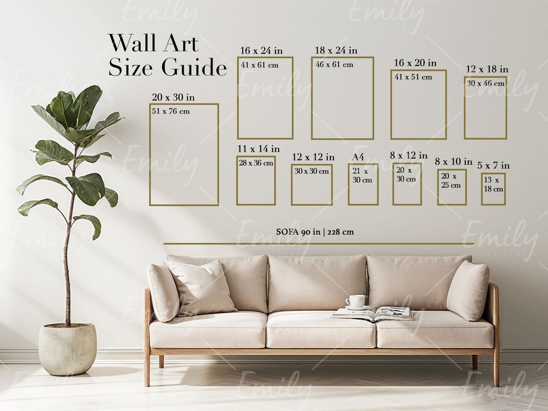 Wall Art Size Guide, Frame Size Chart (JPG) - Etsy