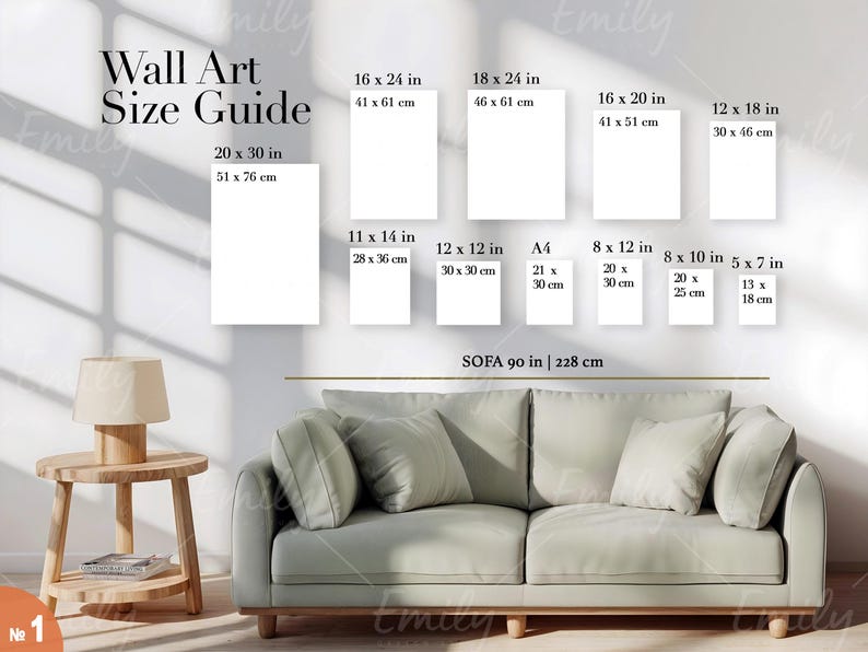 Wall Art Size Guide, Frame Comparison Chart (JPG Digital Download) - Etsy