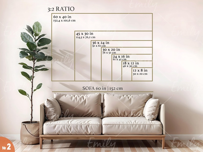 Wall Art Size Guide Template, 3:2 Ratio (digital Download) - Etsy