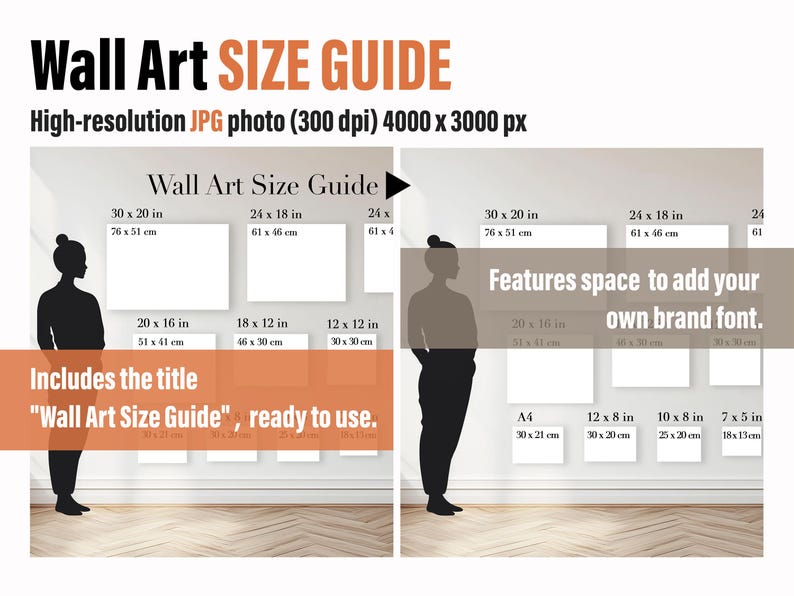 Wall Art Size Guide, Print Dimensions Chart, Horizontal Orientation ...