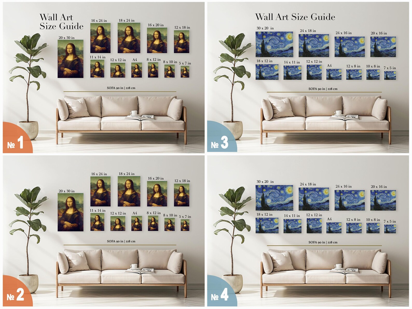Wall Art Size Guide, Frame Size Guide, Poster Size Chart, Comparison ...