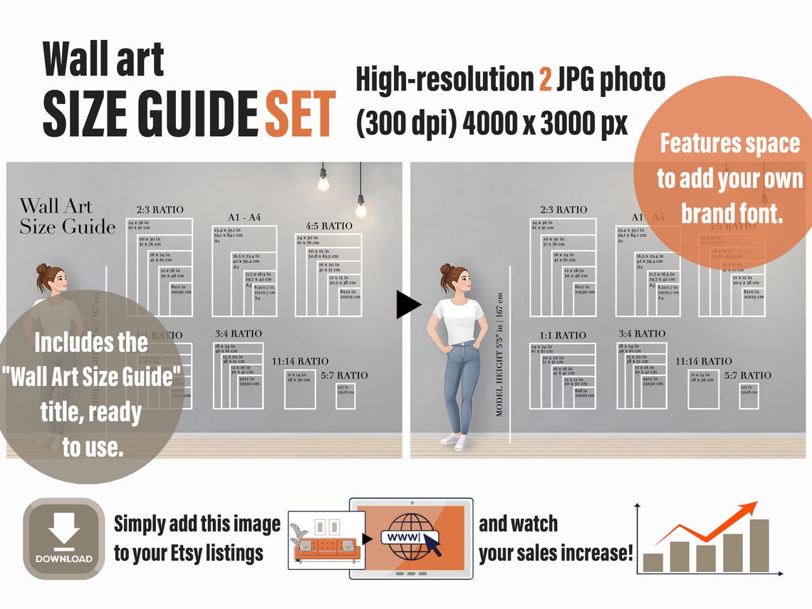 Wall Art Size Guide, Frame Size Ratio Chart (JPG) - Etsy