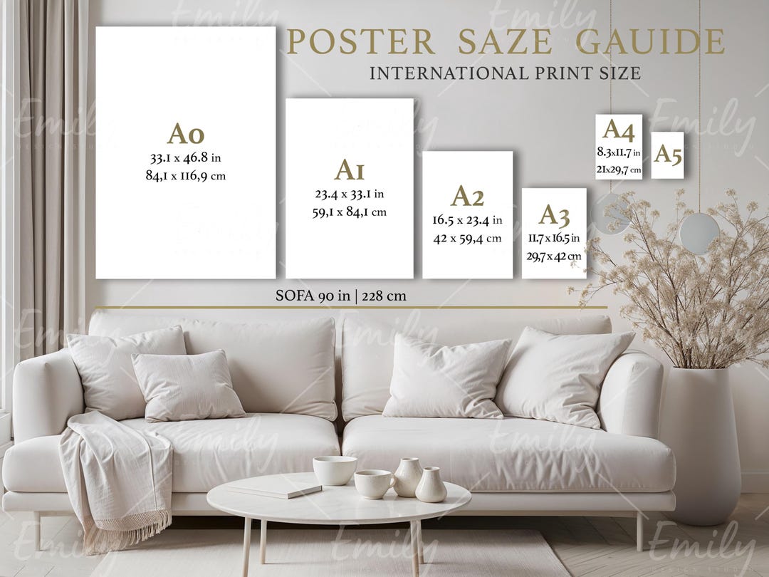 Wall Art Size Guide, Frame Size Guide, Comparison Chart, Poster Size ...