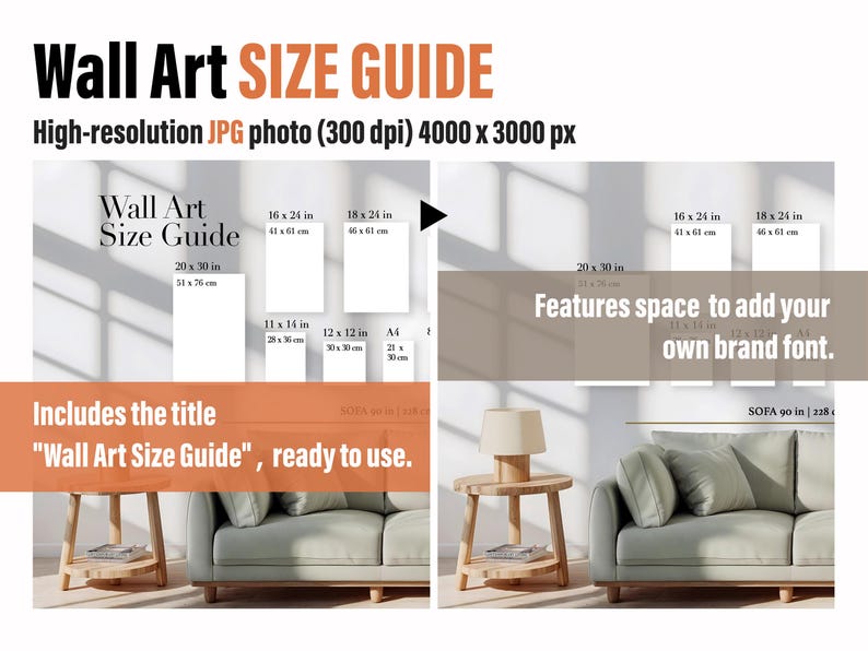 Wall Art Size Guide, Frame Comparison Chart (JPG Digital Download) - Etsy