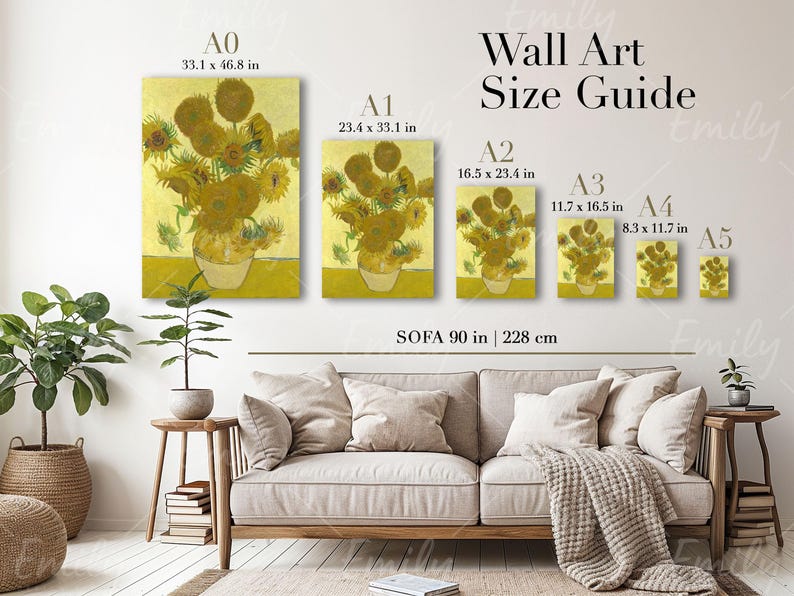 Wall Art Size Guide, Frame Chart, A4 A3 A1 (digital Download) - Etsy