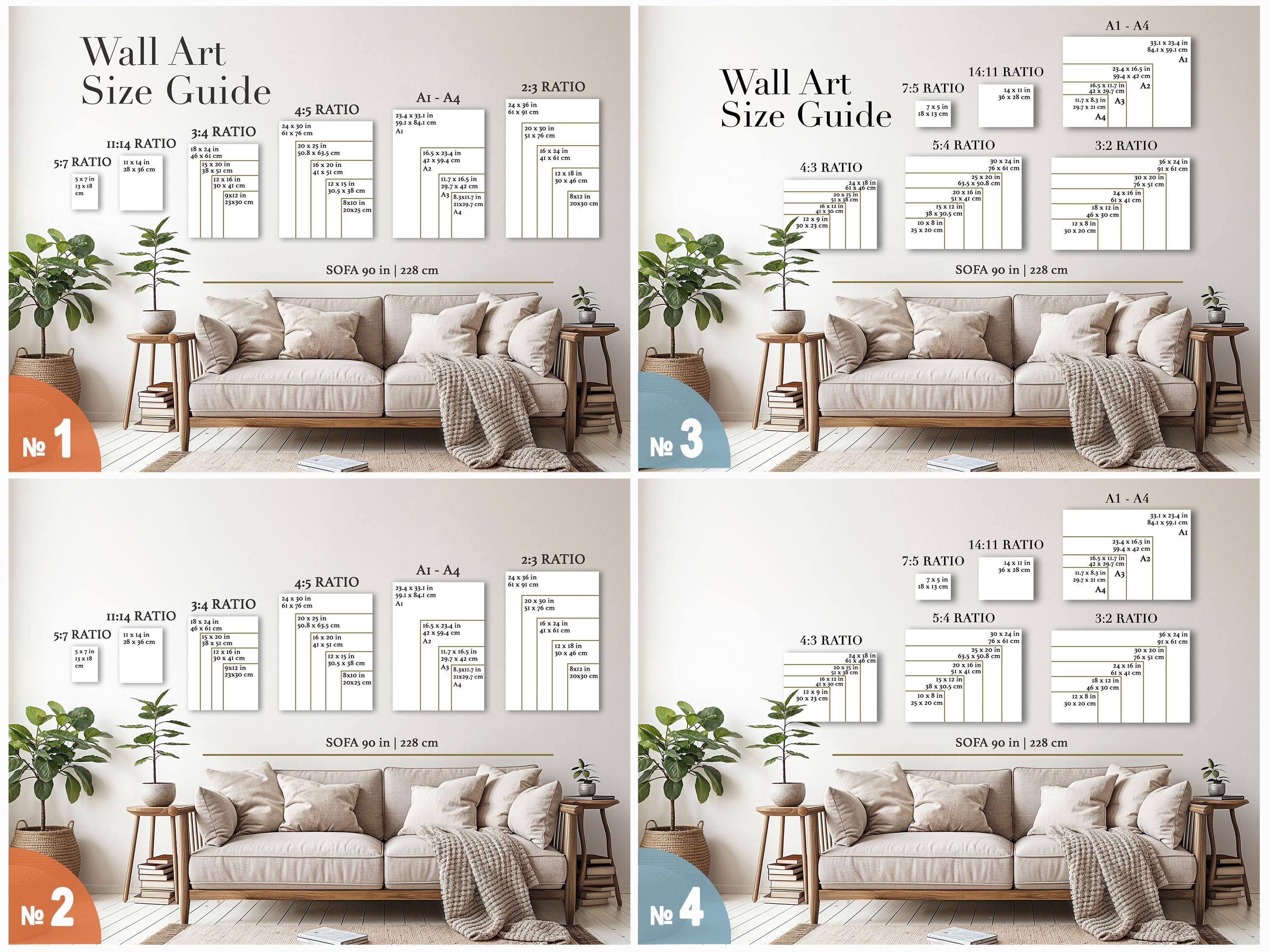 Wall Art Size Guide, Frame Size Guide, Poster Size Chart, Comparison ...