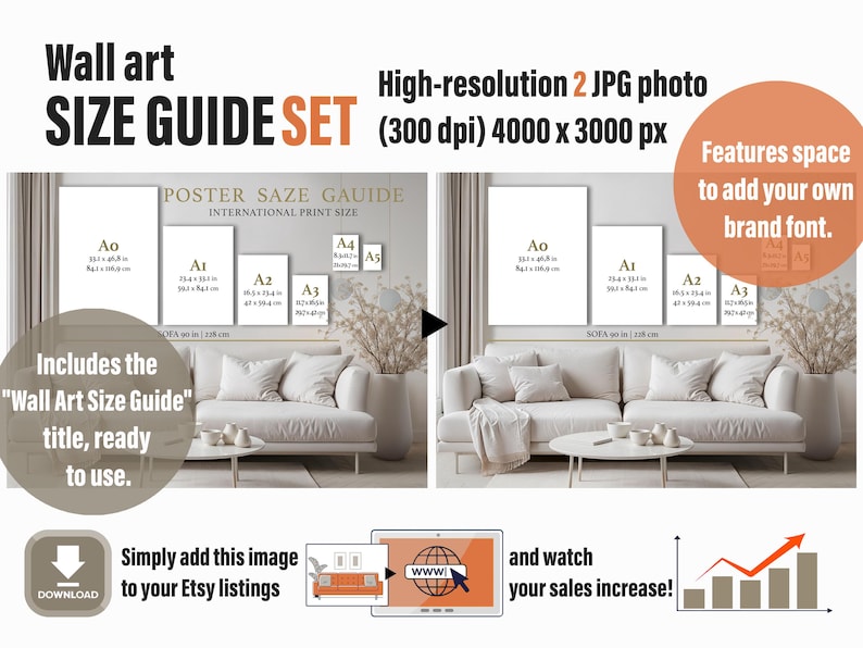 Wall Art Size Guide, Frame Comparison Chart (JPG Digital Download) - Etsy