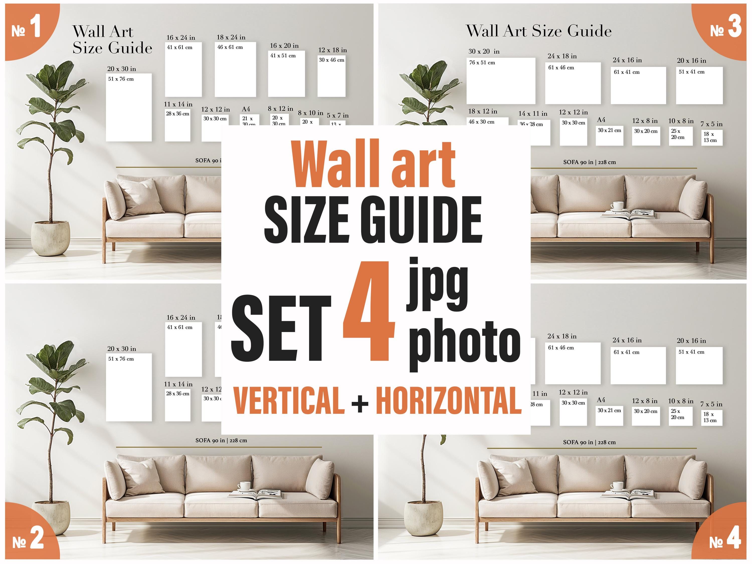 Wall Art Size Guide: Vertical & Horizontal Chart (JPG) - Etsy