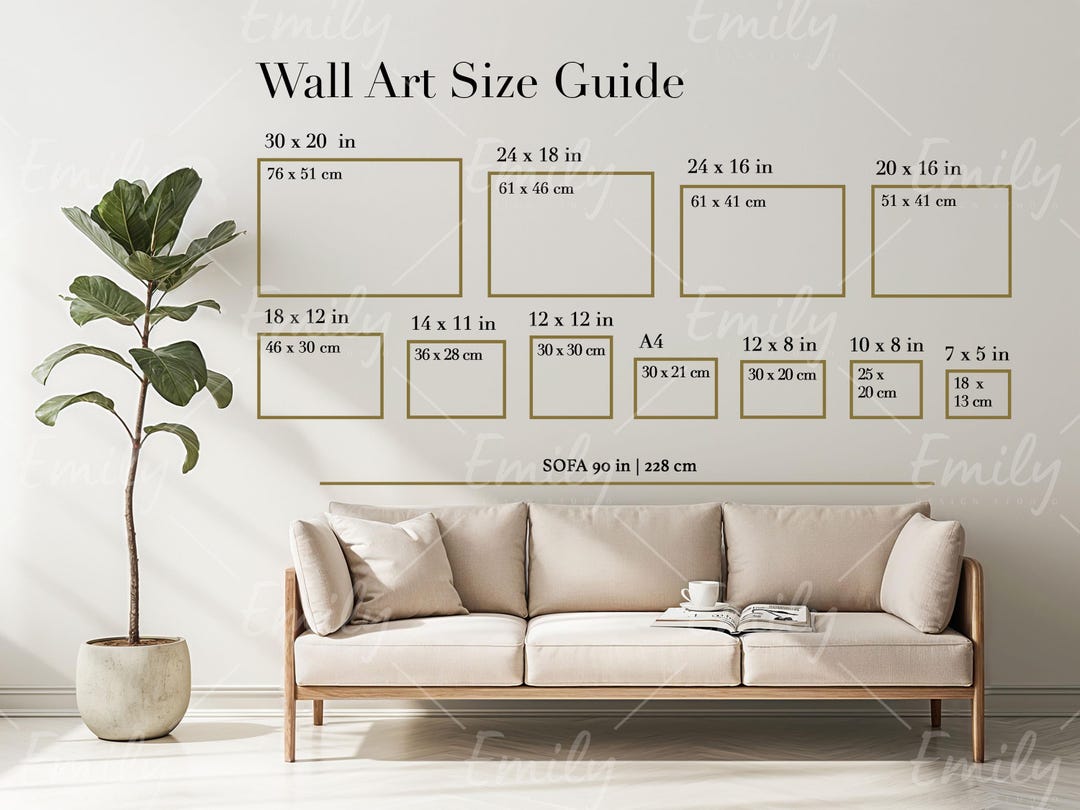 Wall Art Size Guide, Print Dimensions Chart (JPG Files) - Etsy