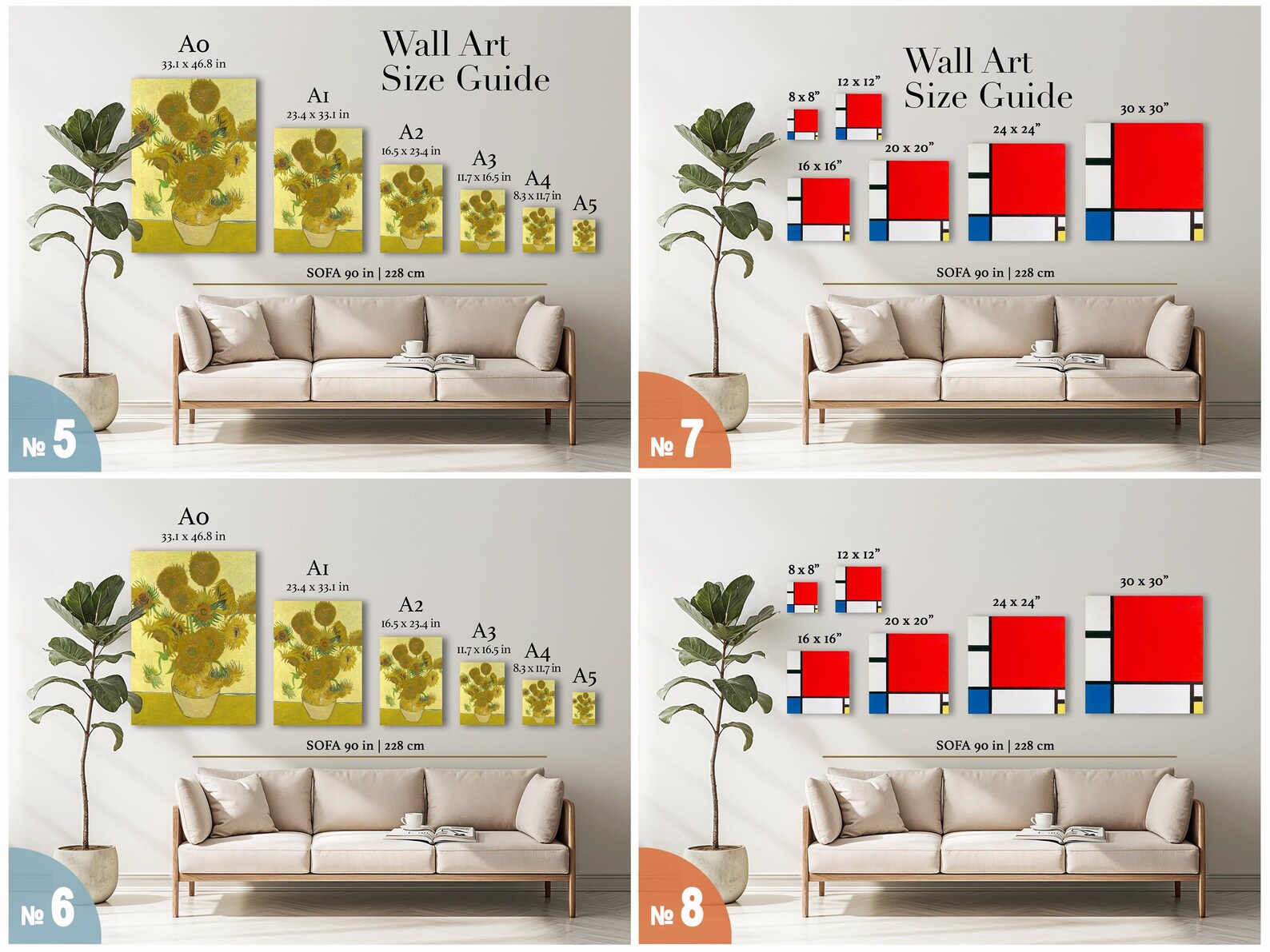 Wall Art Size Guide, Frame Size Guide, Poster Size Chart, Comparison ...