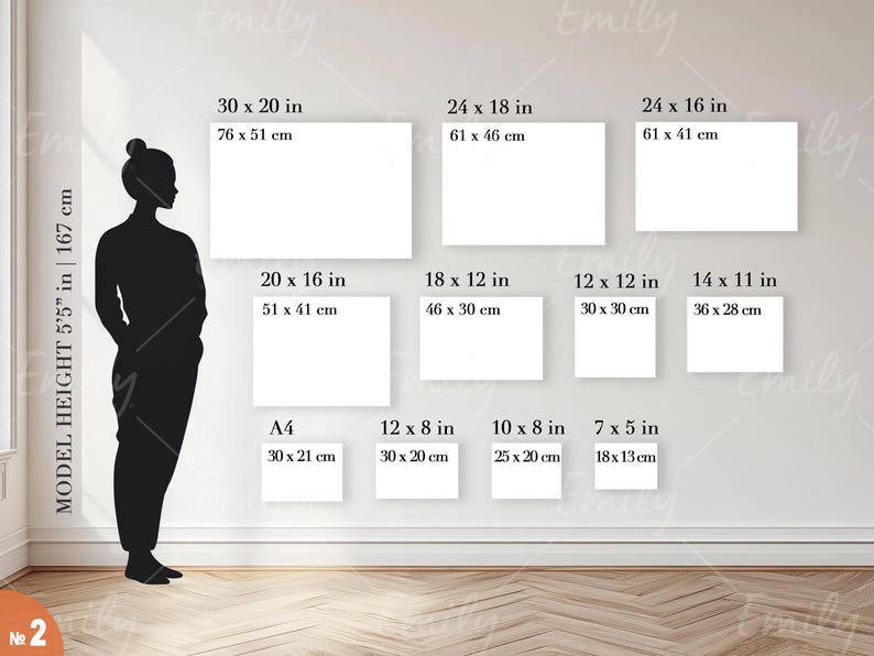 Wall Art Size Guide, Print Dimensions Chart, Horizontal Orientation ...