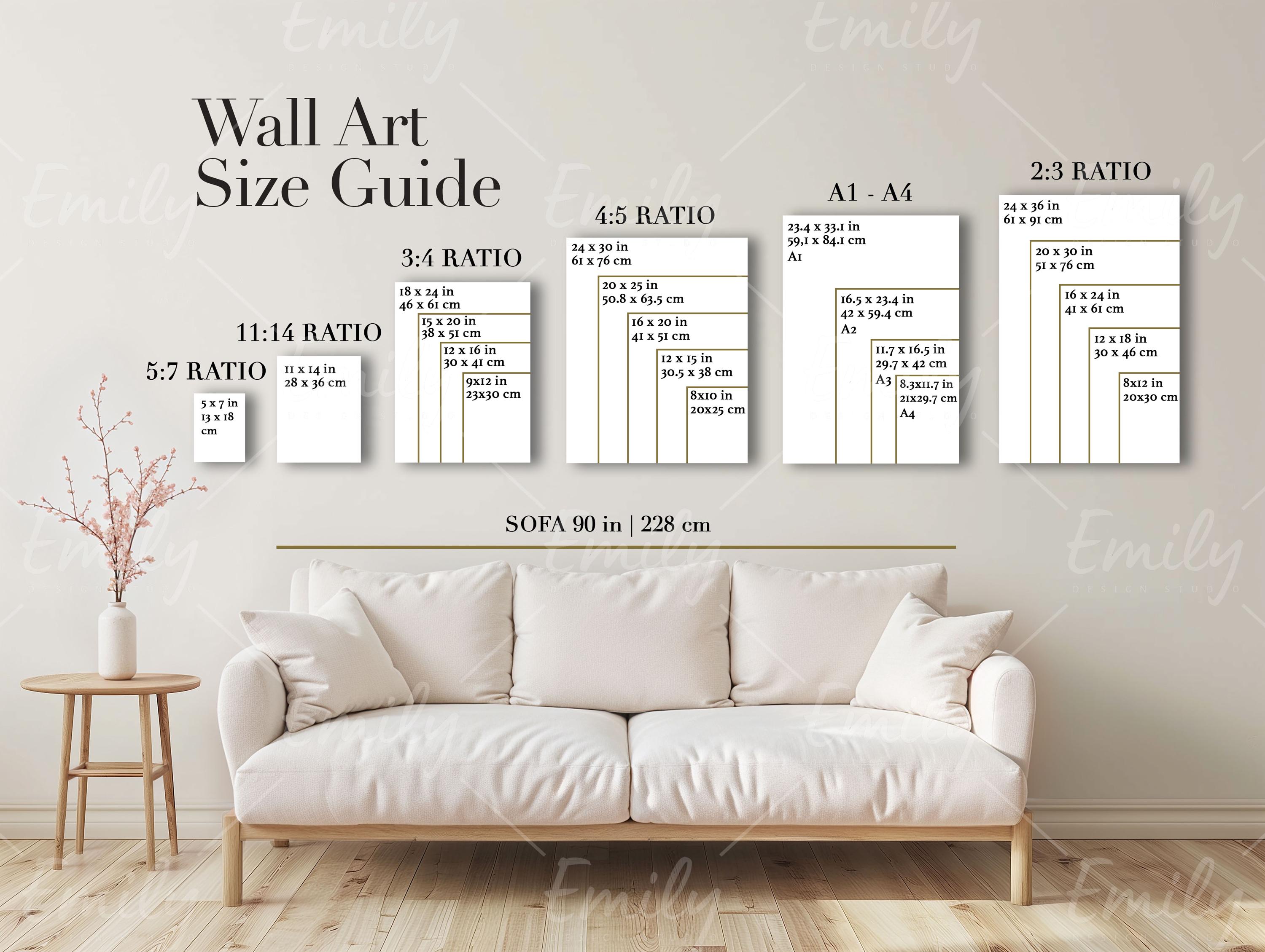 Wall Art Size Guide, Frame Size Chart, Vertical Display (JPG) - Etsy
