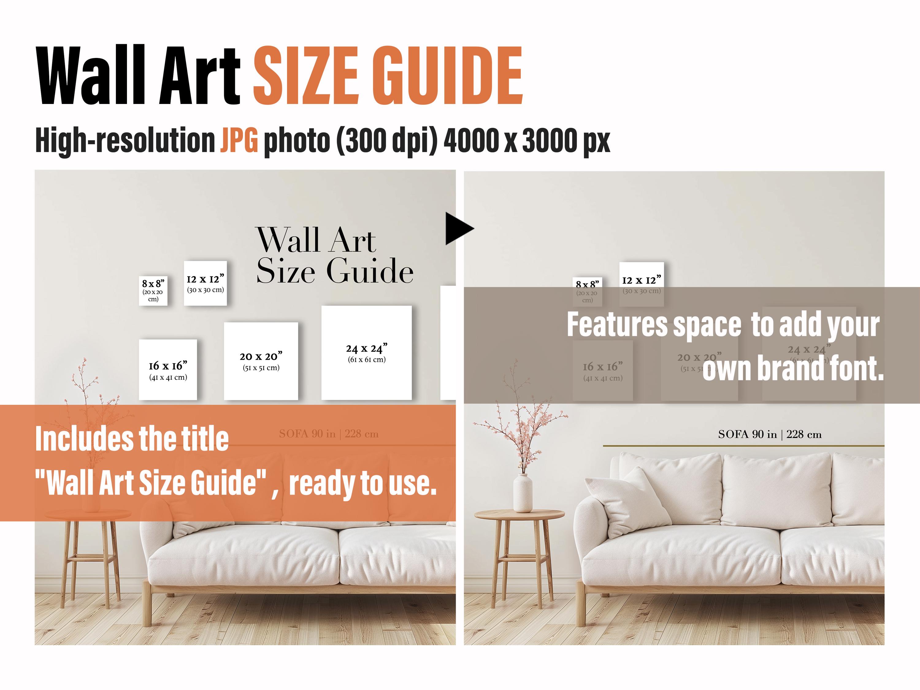 Wall Art Size Guide Square, Comparison Chart, Seller Size Guide, Canvas ...
