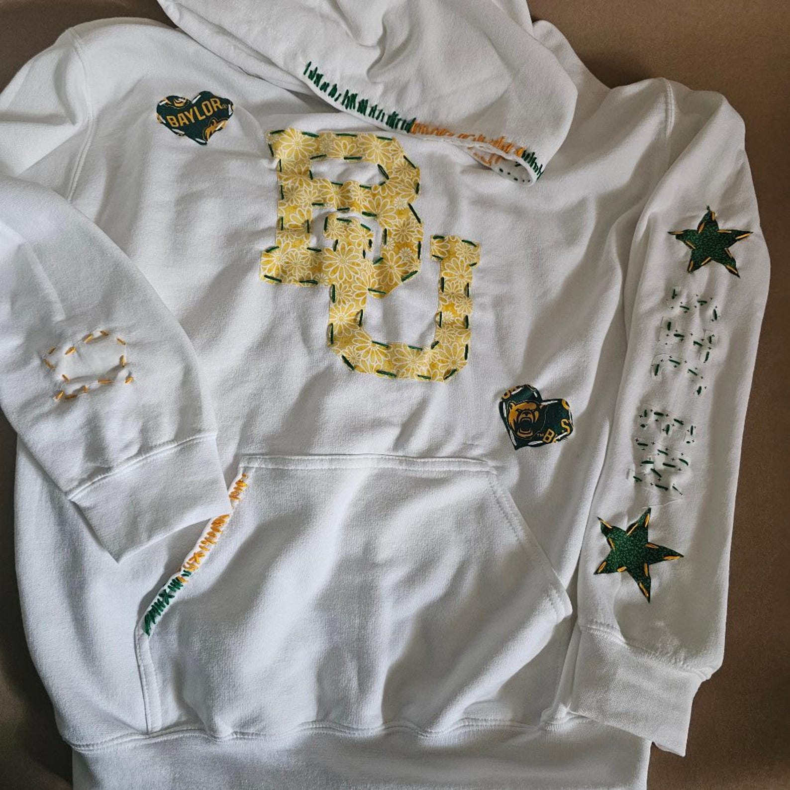 Custom Hand Stitched Hoodie - Etsy