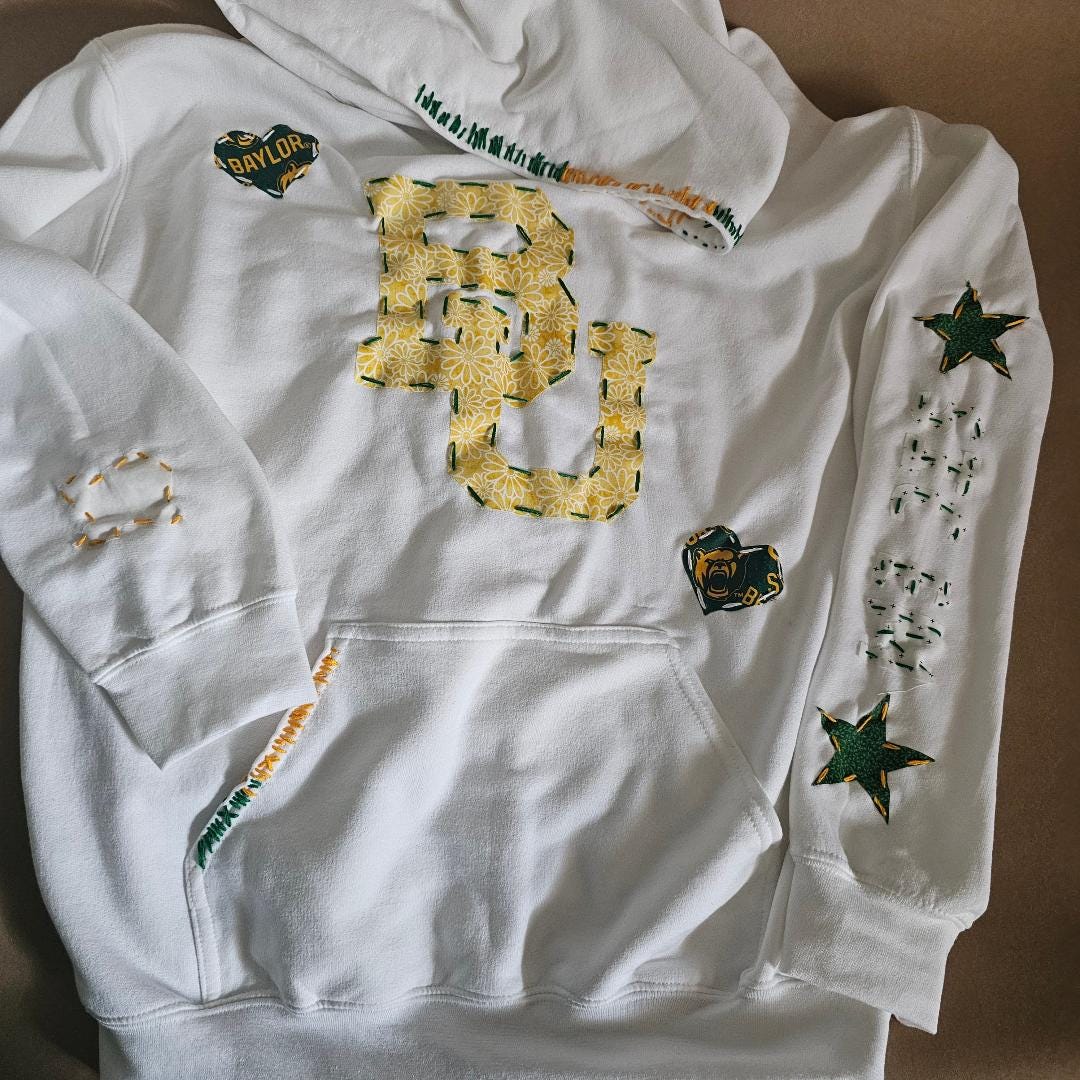 Custom Hand Stitched Hoodie - Etsy