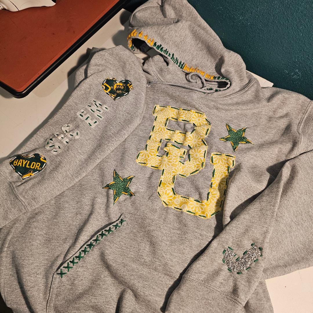 Custom Hand Stitched Hoodie - Etsy