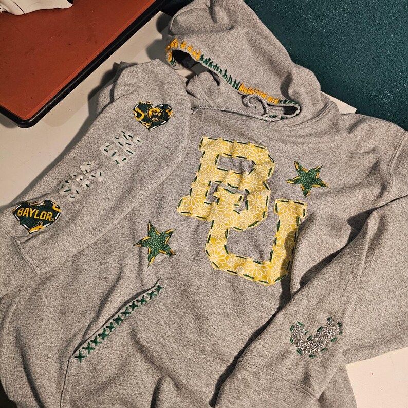 Custom Hand Stitched Hoodie - Etsy