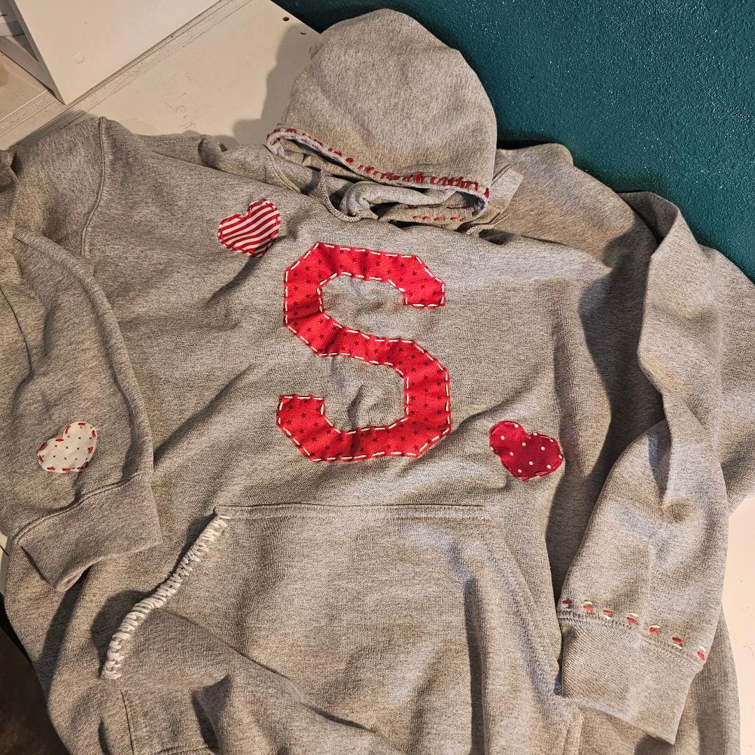 Custom Hand Stitched Hoodie - Etsy