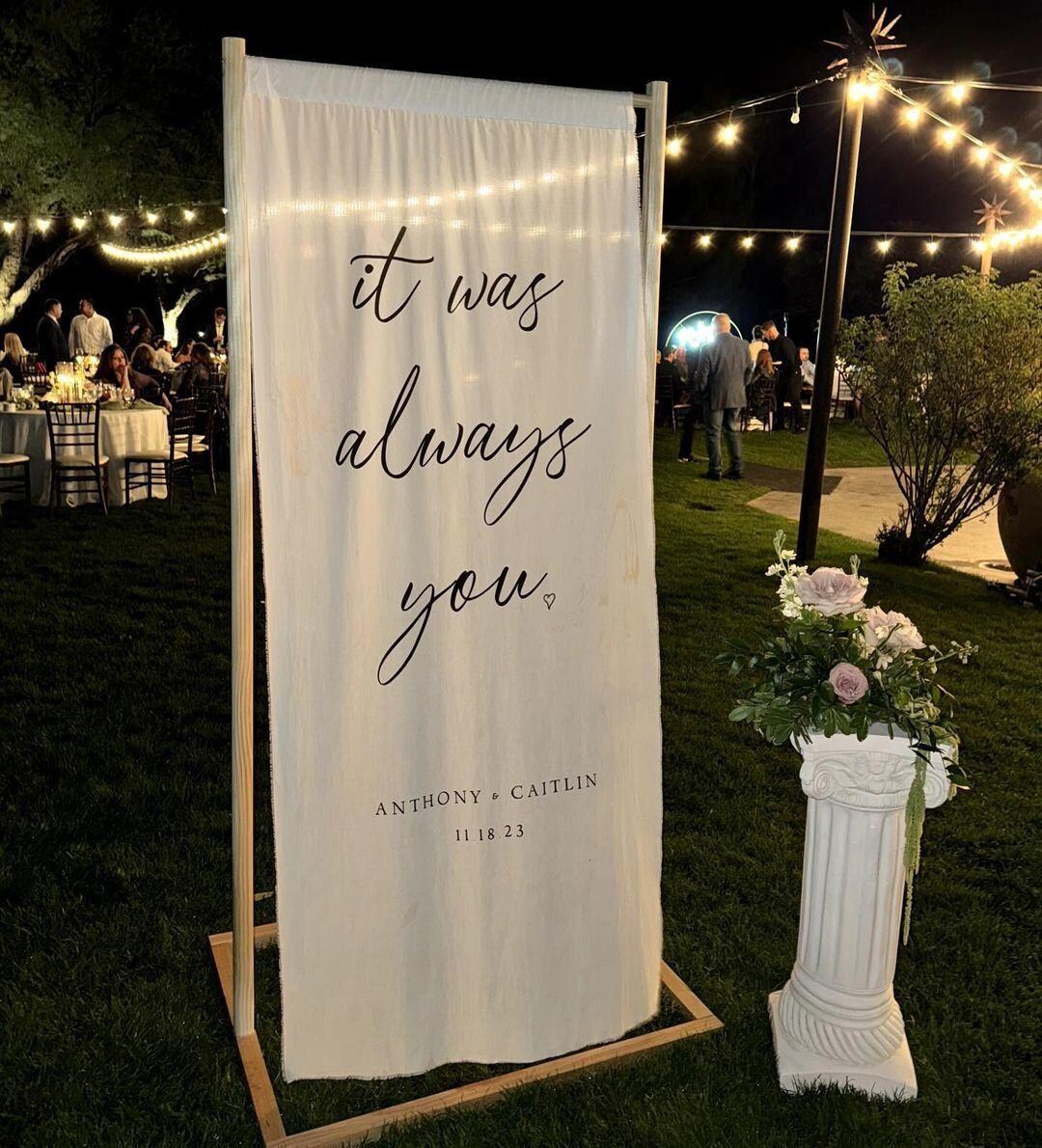 Personalized Wedding Sign – Elegant Fabric Welcome Banner for Reception ...
