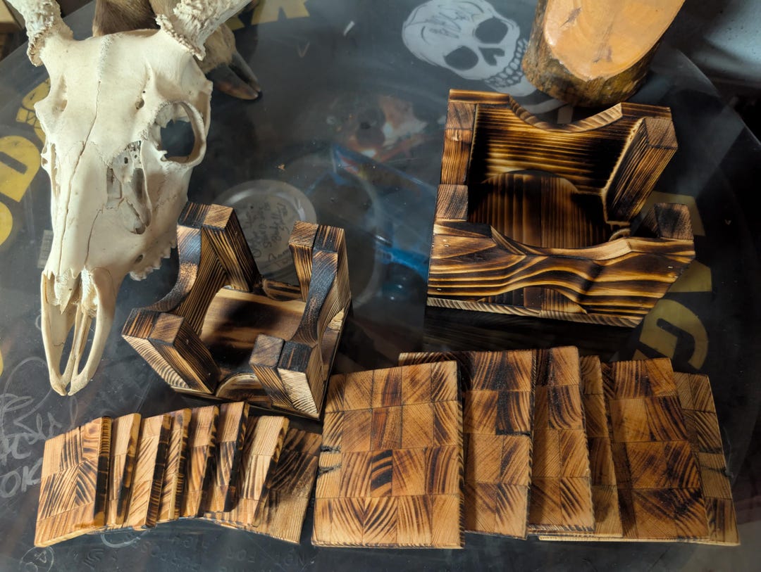 Hand Crafted Rustic Matching Set of Regular and Shot Glass Coasters ...