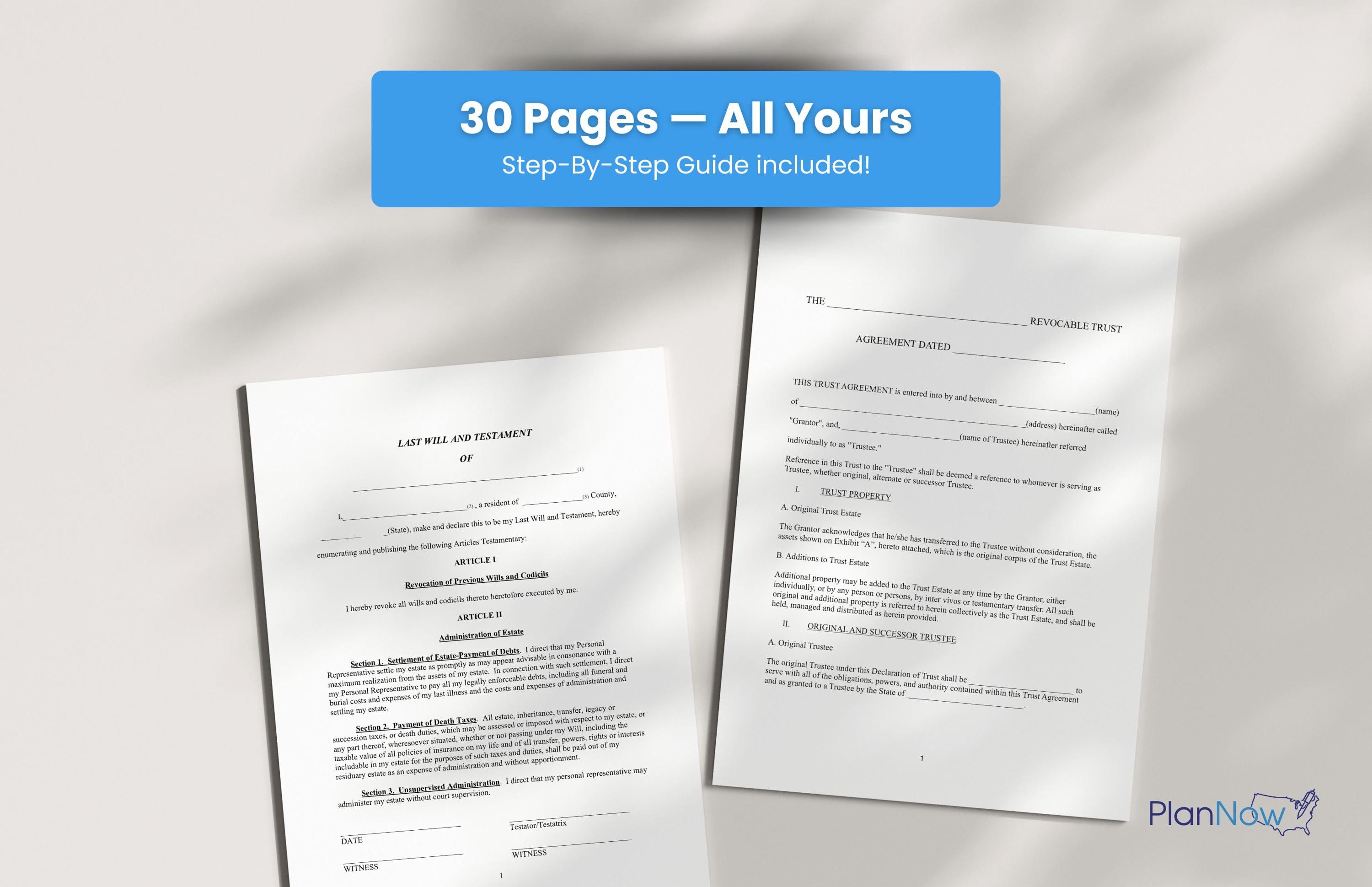 Custom Revocable Living Trust Kit for Individuals - DIY Revocable Trust ...