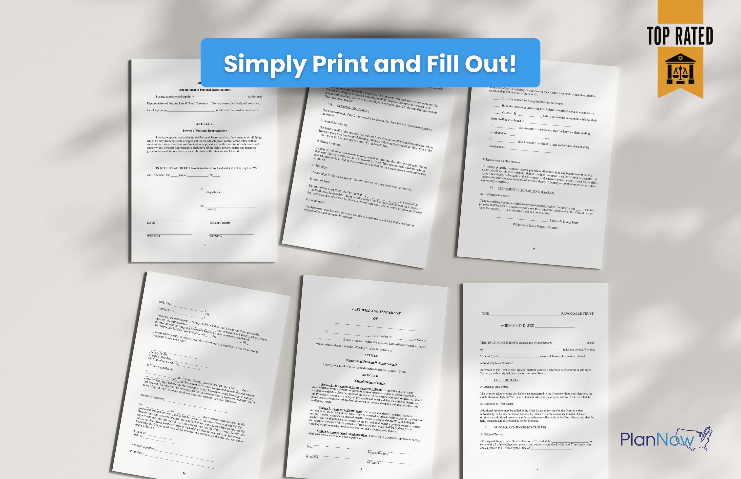 Custom Revocable Living Trust Kit for Individuals - DIY Revocable Trust ...